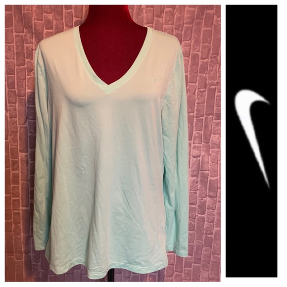 Nike | Tops | Mint Green Legend Drifit Long Sleeve Vneck Nike | Poshmark